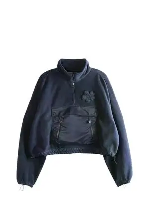 Cecilie Bahnsen Flower Appliqué Half-zip Sweatshirt - Blue