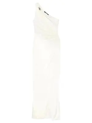 Versace One-shoulder Draped Maxi Gown Dress - Neutrals