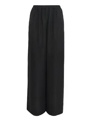 Eskandar Silk Flared Trousers - Black