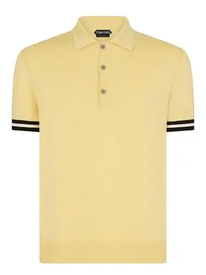 TOM FORD Cotton-silk Knitted Polo Shirt - Yellow