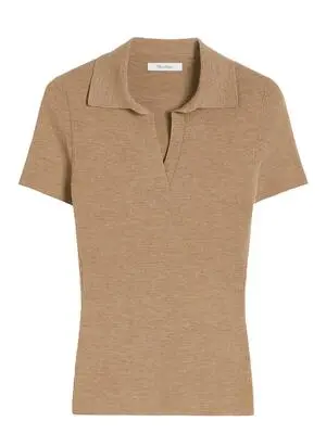 Max Mara Virgin Wool Collared Top - Gold