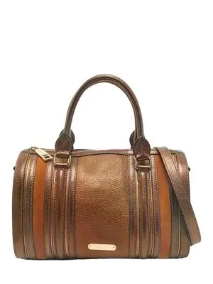 Burberry Metallic Leather Tote Bag - Brown