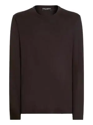 Dolce & Gabbana Long-sleeved Cotton T-shirt - Brown