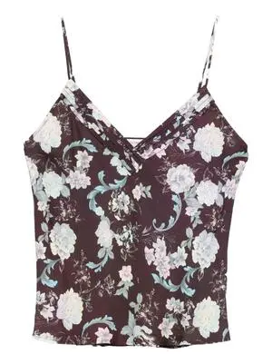 FORTE_FORTE V-neck Floral-print Top - Brown