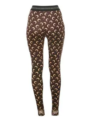MARINE SERRE Crescent Moon Print Leggings - Brown