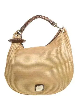 JIMMY CHOO Snakeskin-trimmed Straw Bag - Brown
