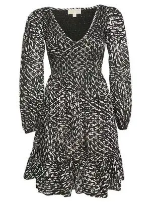 Michael Kors Broderie Anglaise Smocked Mini Dress - Black