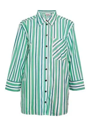 GANNI Striped Buttoned Shirt - Green