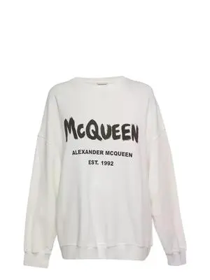 Alexander McQueen Logo-print Cotton Sweatshirt - White