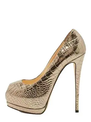 GIUSEPPE ZANOTTI Crocodile-embossed Platform Pumps - Gold
