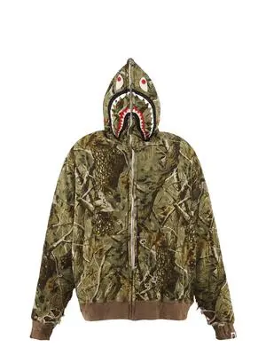 SAINT MXXXXXX X Bape Camouflage Zip-up Shark Hoodie - Green