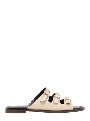 DOLCEVITA Buckled Flat Sandals - Bone Leather