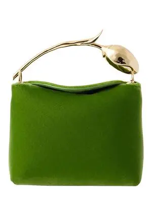 Erdem Bloom Mini Velvet Clutch With Rose Handle - Green