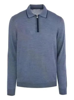 GRAN SASSO Tennis Zip-fastening Polo Shirt - Blue