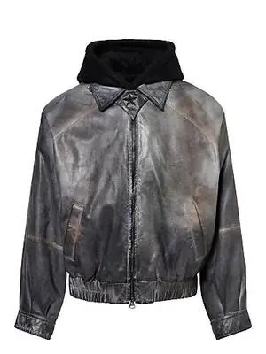 TRAPSTAR REDLINE Redline Hooded Leather Jacket