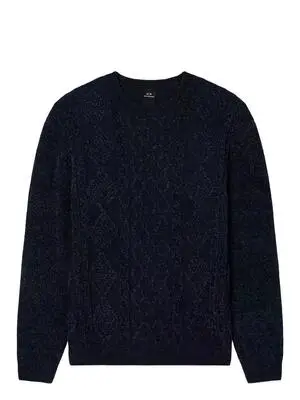Armani Exchange Cable-knit Crew-neck Pullover - Blue