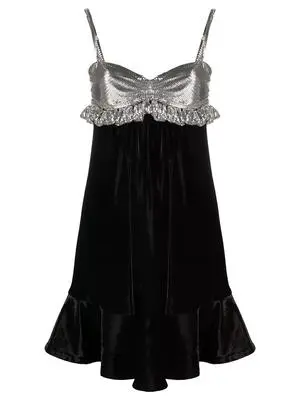 Rabanne Two-tone Velvet Mini Dress - Black