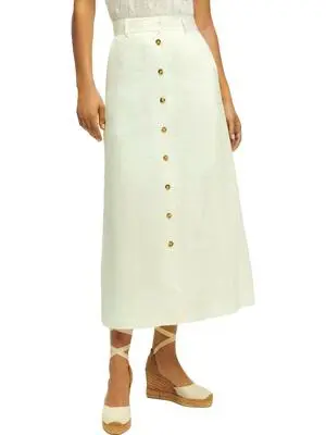Brooks Brothers Buttoned Midi Skirt - Neutrals