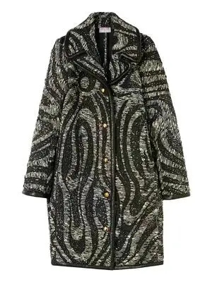 Emilio Pucci Tweed Patterned Coat - Black