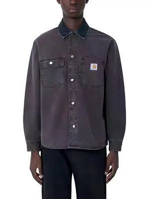 Carhartt Work In Progress Denim-collar Patch-pocket Overshirt - Blue