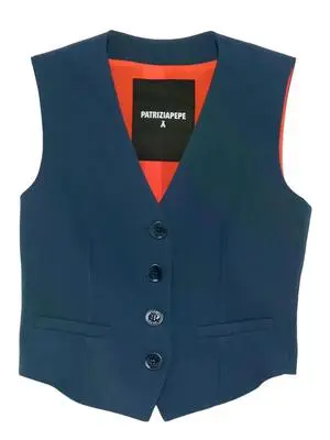 Patrizia Pepe V-neck Buttoned Waistcoat - Blue