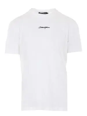 Dolce & Gabbana Logo-embroidered Crew Neck T-shirt - White