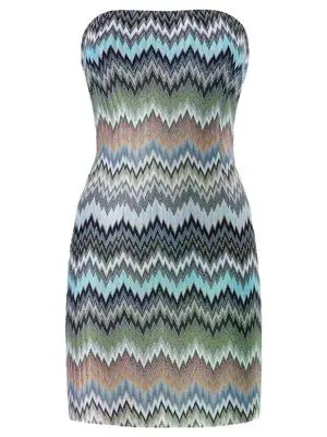 Missoni Chevron Strapless Mini Dress - Blue
