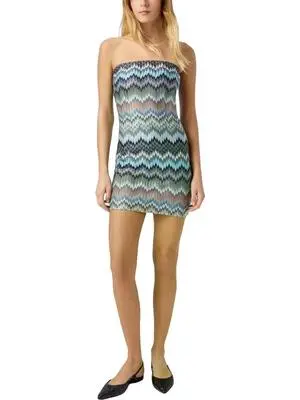 Missoni Chevron Strapless Mini Dress - Blue