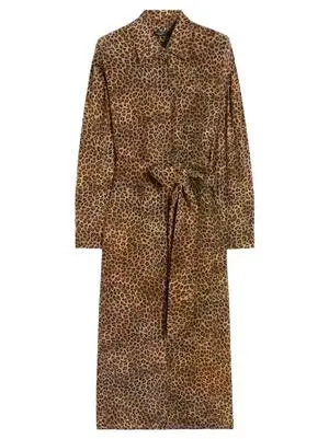 Max Mara Leopard-print Tie-waist Midi Dress - Brown