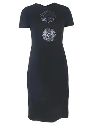 Prada Sequined Sheath Midi Dress - Black