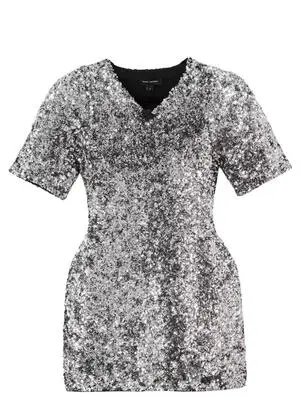 Marc Jacobs Sequin-embellished V-neck Mini Dress - Silver