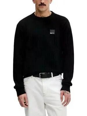 Karl Lagerfeld Ribbed Logo-patch Sweater - Black