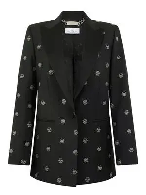 Philipp Plein Rhinestone Monogram Blazer - Black