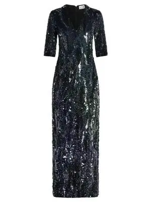 ILTA Allegra Sequin V-neck Maxi Dress - Black