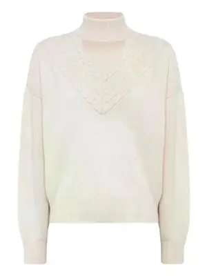 BLUGIRL Cable-knit High-neck Sweater - Neutrals