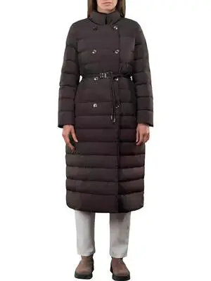 MOORER Raely Double-breasted Belted Coat - Brown