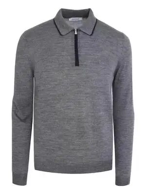 GRAN SASSO Tennis Zipped Long-sleeve Polo Shirt - Grey