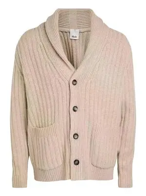 ALLUDE Shawl-collar Ribbed-knit Cardigan - Neutrals