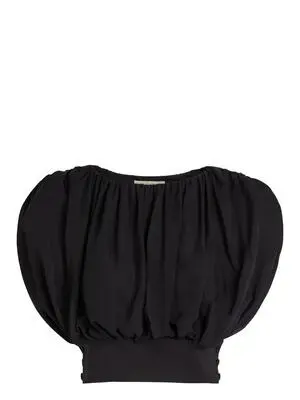 HEIRLOME Cummerbund Gathered Puff-sleeve Top - Black