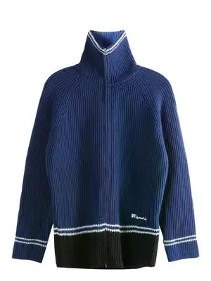 Marni Zip-up Roll-neck Cardigan - Blue