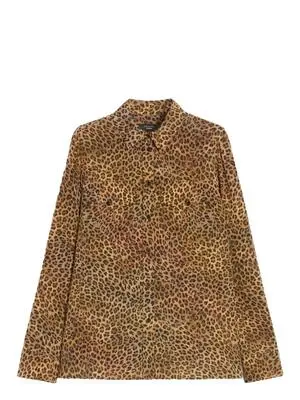 Max Mara Leopard-print Silk Shirt - Brown