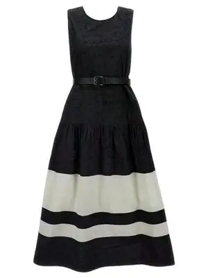 Mantū Belted Sleeveless Dress Black
