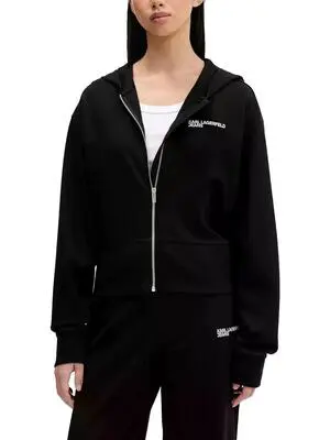 Karl Lagerfeld Zip-up Logo Hoodie - Black