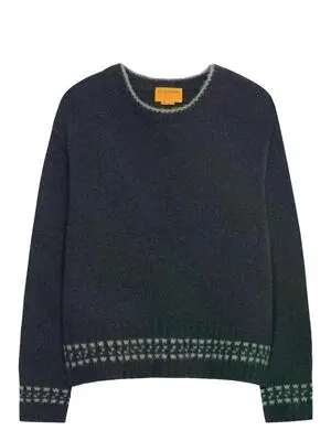 Guest In Residence Tipped Cozy Crew Sweater - Blue