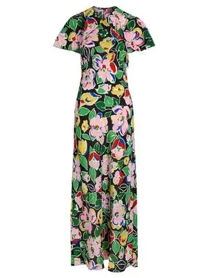 Rixo Aryella Floral-print Midi Dress - Black