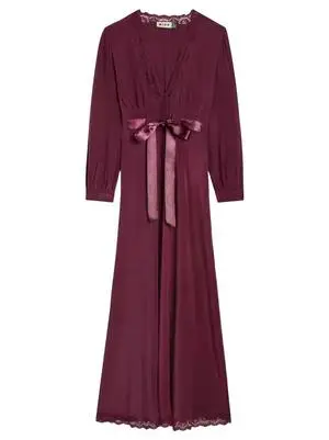 Rixo Adaline Lace Ribbon Midi Dress - Purple