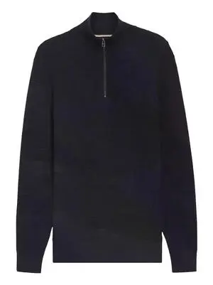 BOSS Textured Knit Half-zip Sweater - Blue