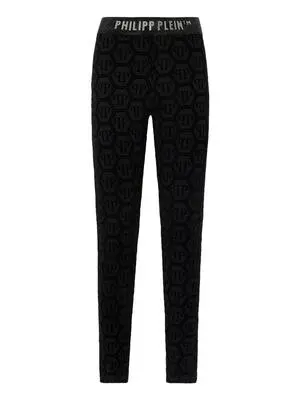 Philipp Plein Flock-monogram Leggings - Black