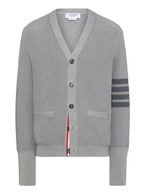 Thom Browne V-neck Stripe Cardigan - Grey