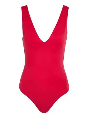 Good American Scuba V-neck Bodysuit - Red